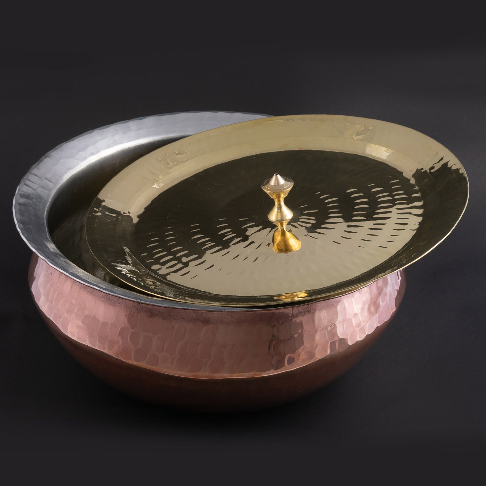 Copper Sipri/Handi (2L & 3.5L) for Cooking & Serving Food, Hammered ...