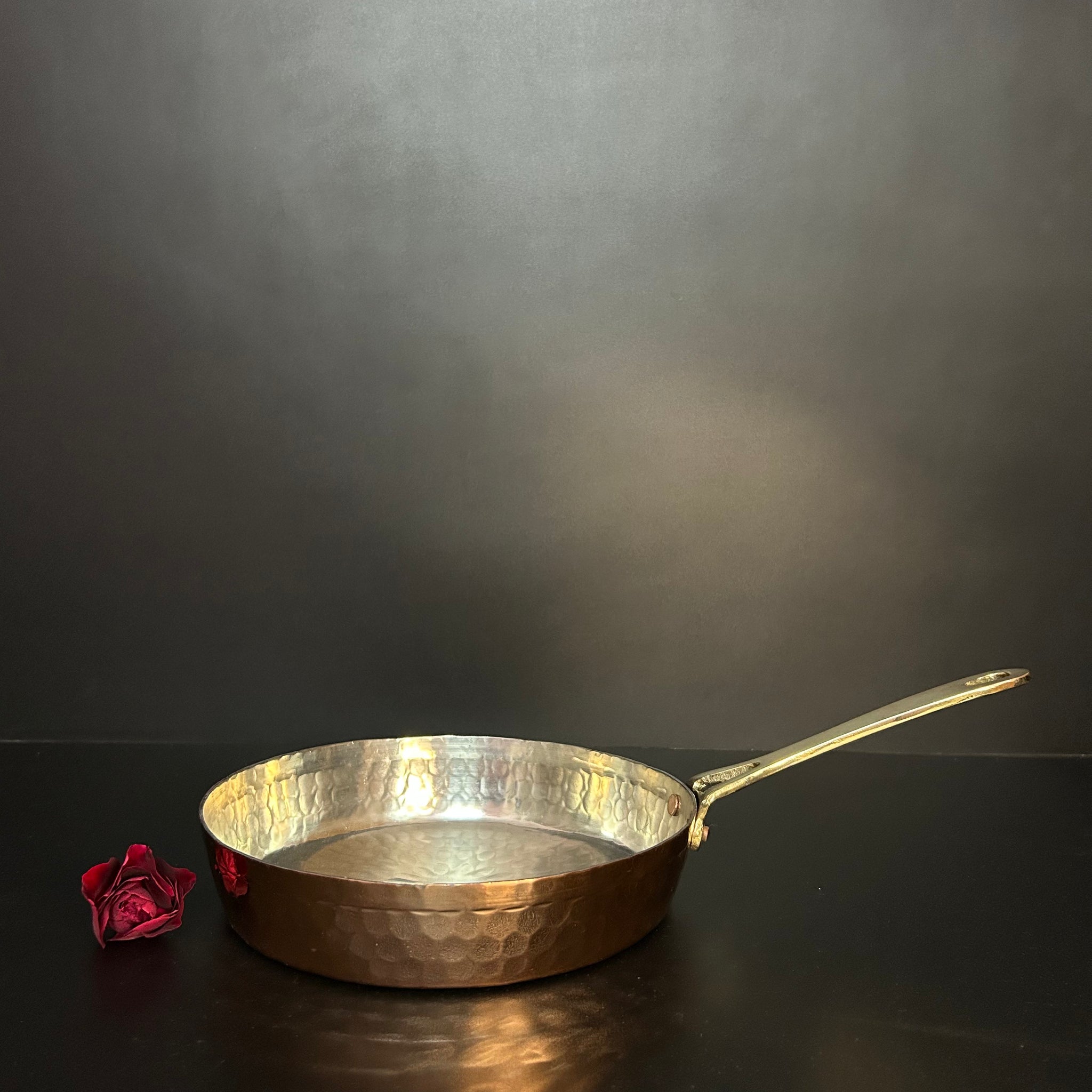 Brass Frying Pan With Heat Resistant Long Handle - The Yellow Metals