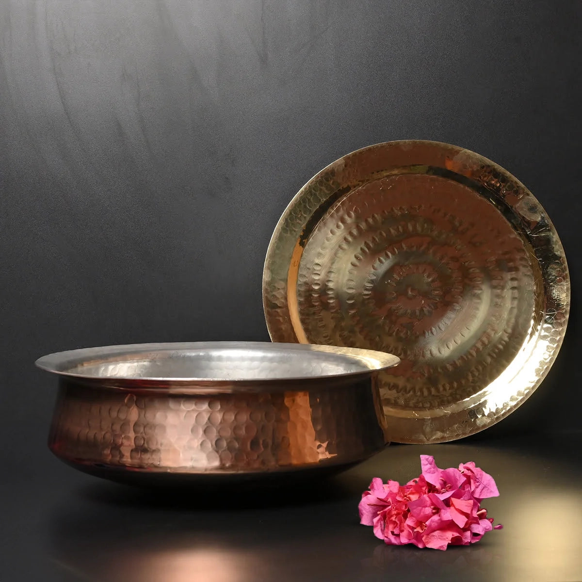 Buy Copper Lagan With Lid For Cooking, Hand-hammered Design - The ...